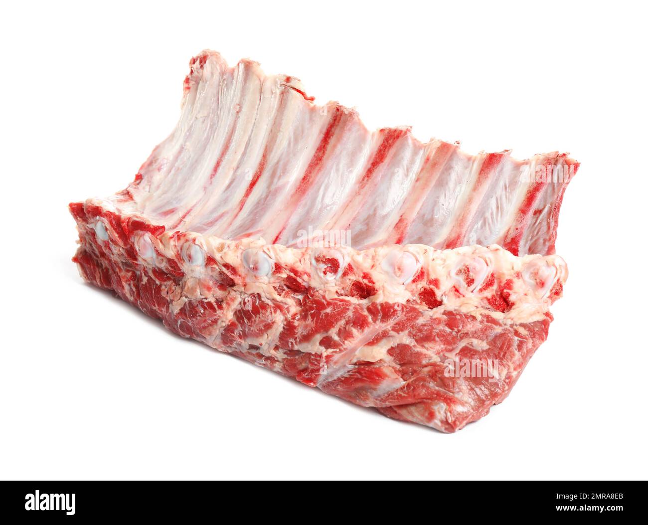 Raw ribs on white background. Fresh meat Stock Photo - Alamy