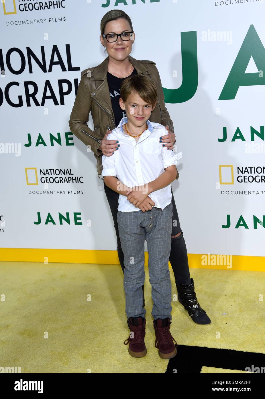 Kathleen Robertson arrives with her son William Robert Cowles at the ...
