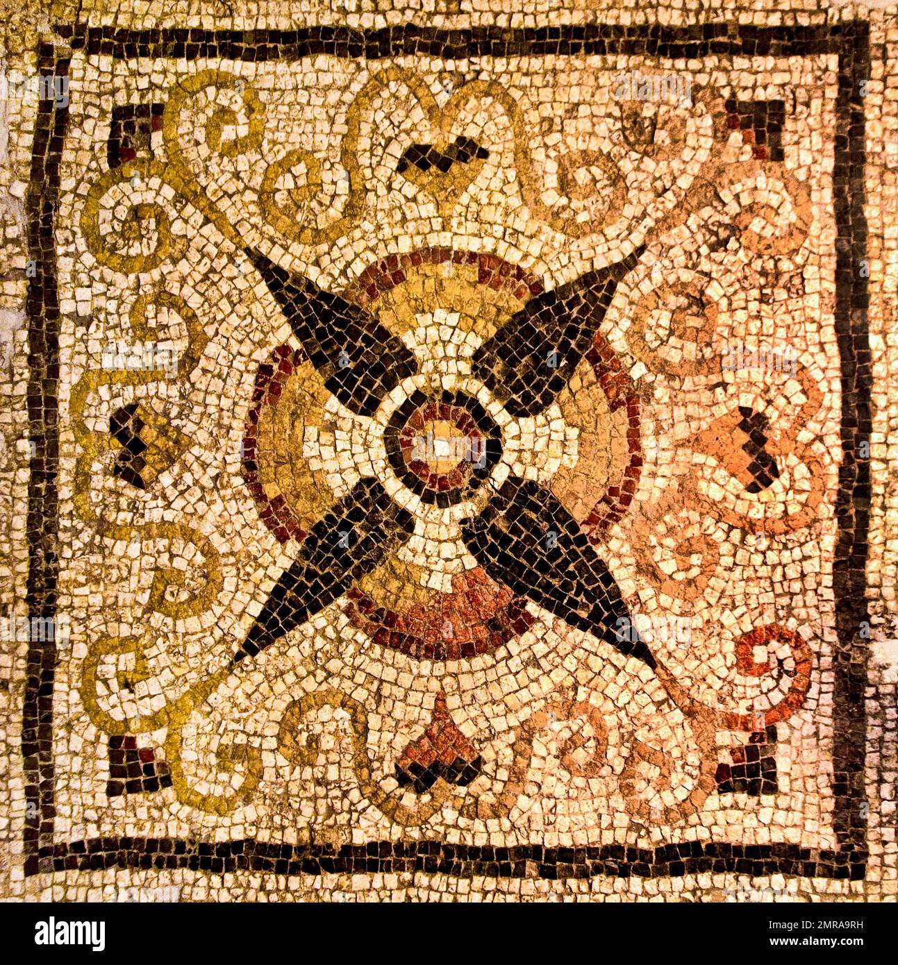 Mosaics, Roman excavation site, Nora, Sardinia, Italy, Europe Stock ...