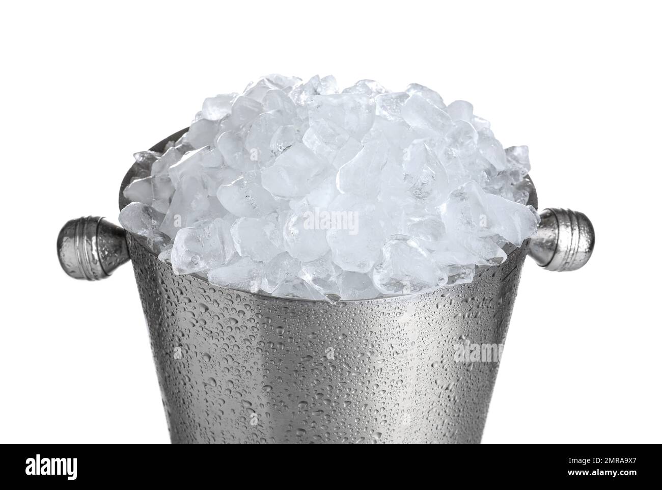 Metal bucket with ice cubes isolated on white Stock Photo - Alamy