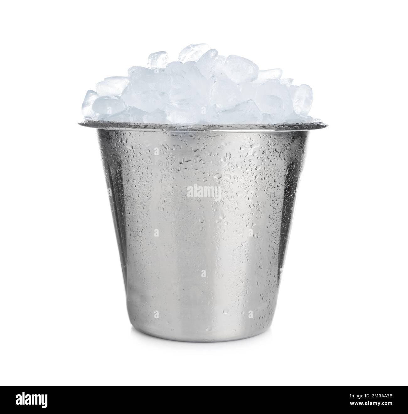 Metal bucket with ice cubes isolated on white Stock Photo - Alamy