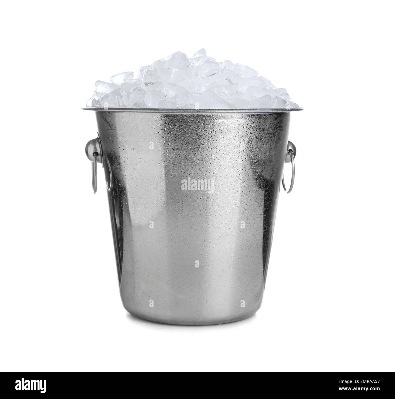 Metal bucket with ice cubes isolated on white Stock Photo - Alamy