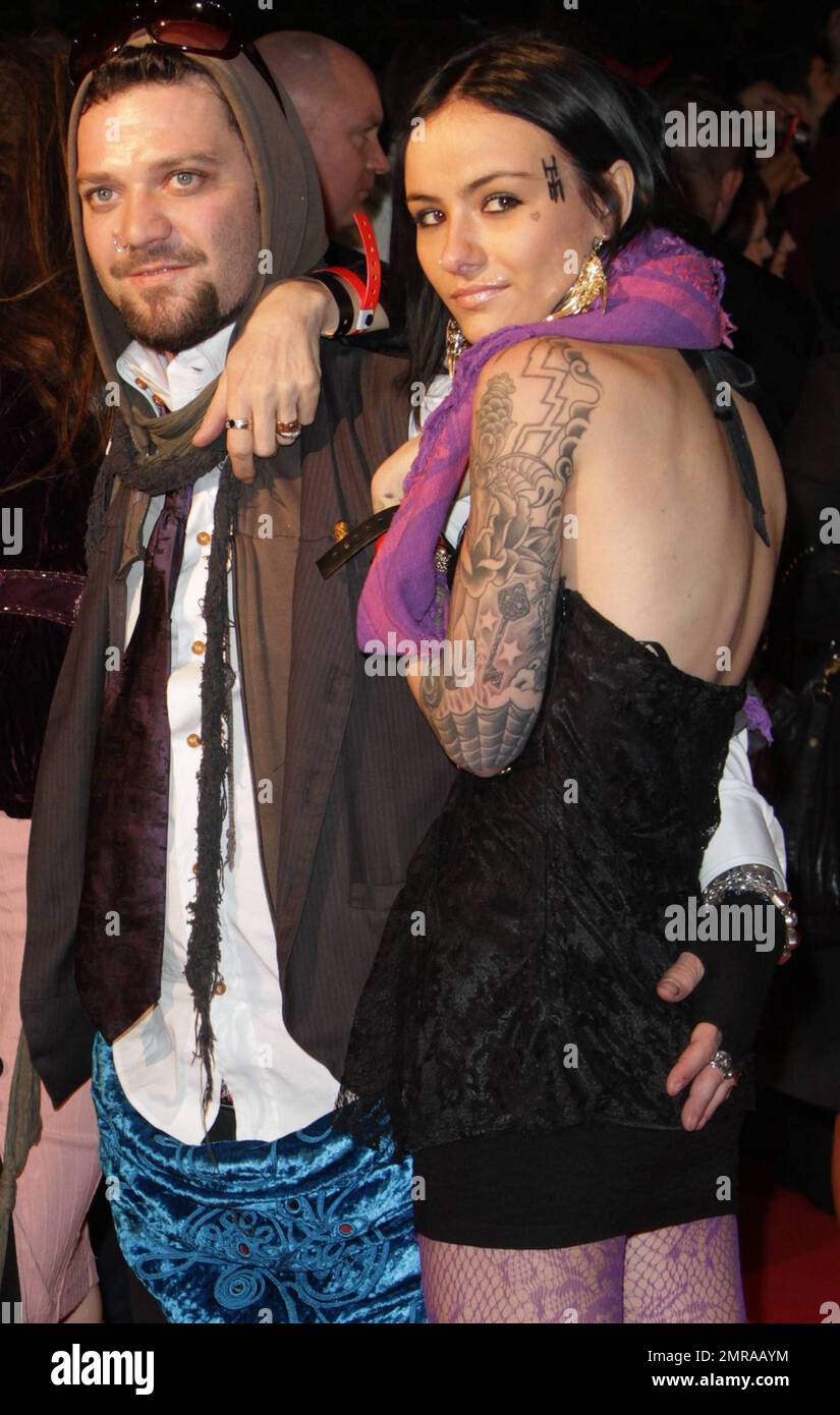 Bam Margera walks the red carpet at the premiere of "Jackass 3D" held ...
