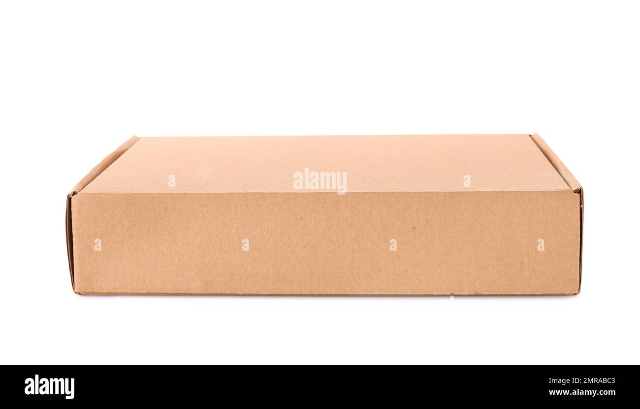Cardboard box isolated on white. Mockup for design Stock Photo - Alamy