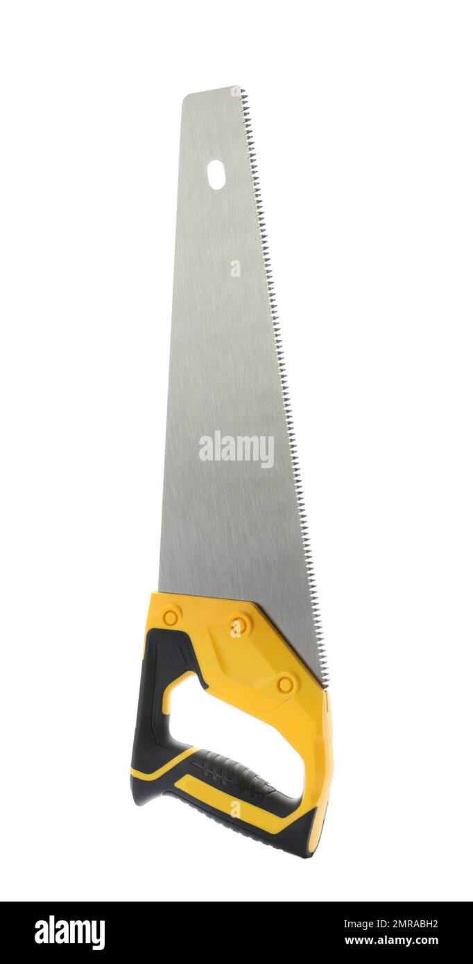 Modern hand saw isolated on white. Carpenter's tool Stock Photo - Alamy