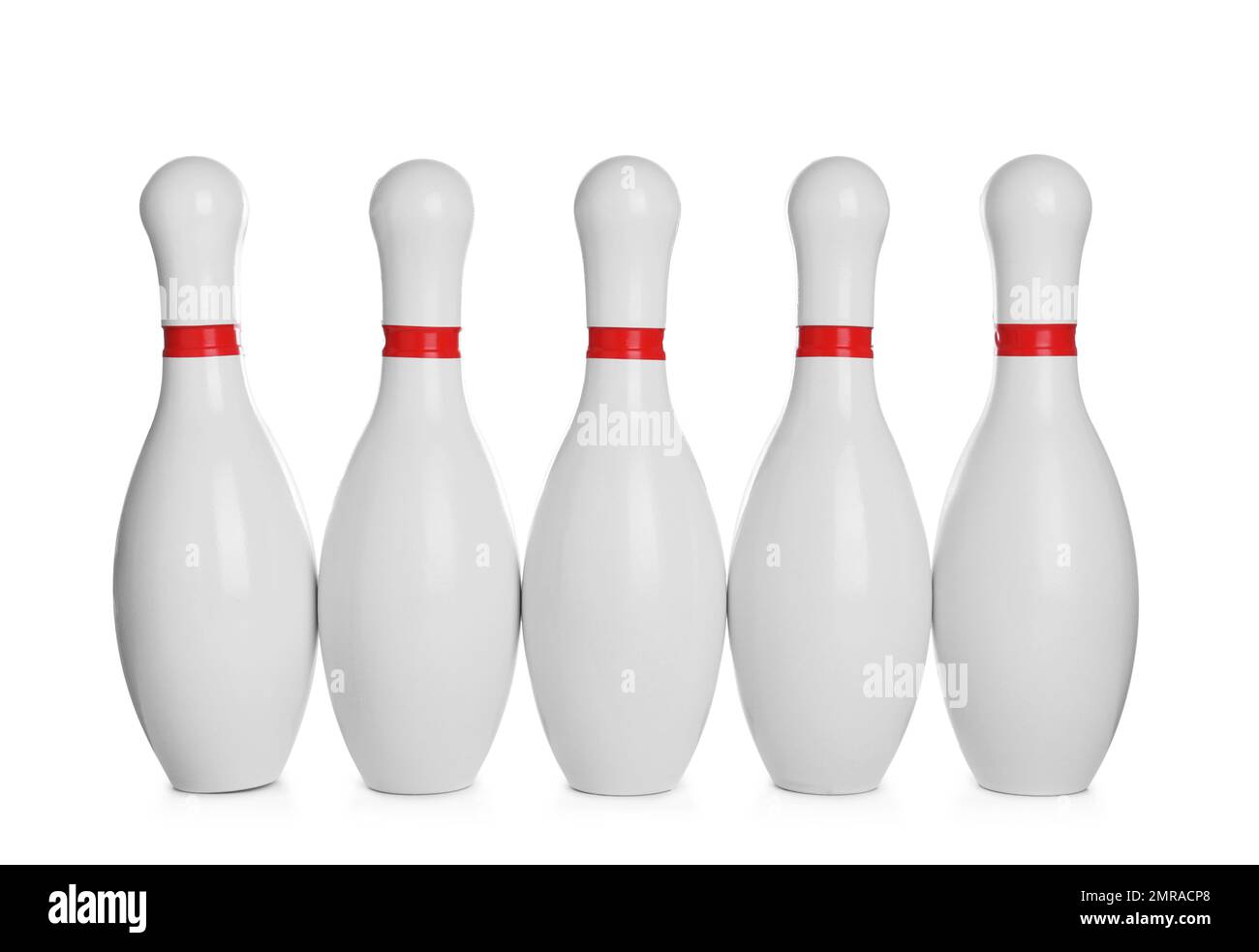 Bowling pins with red stripes isolated on white Stock Photo - Alamy