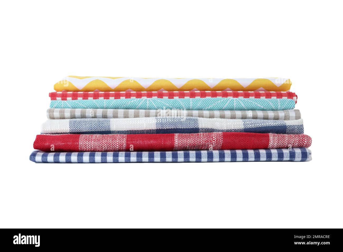 Stack of clean kitchen towels isolated on white Stock Photo - Alamy