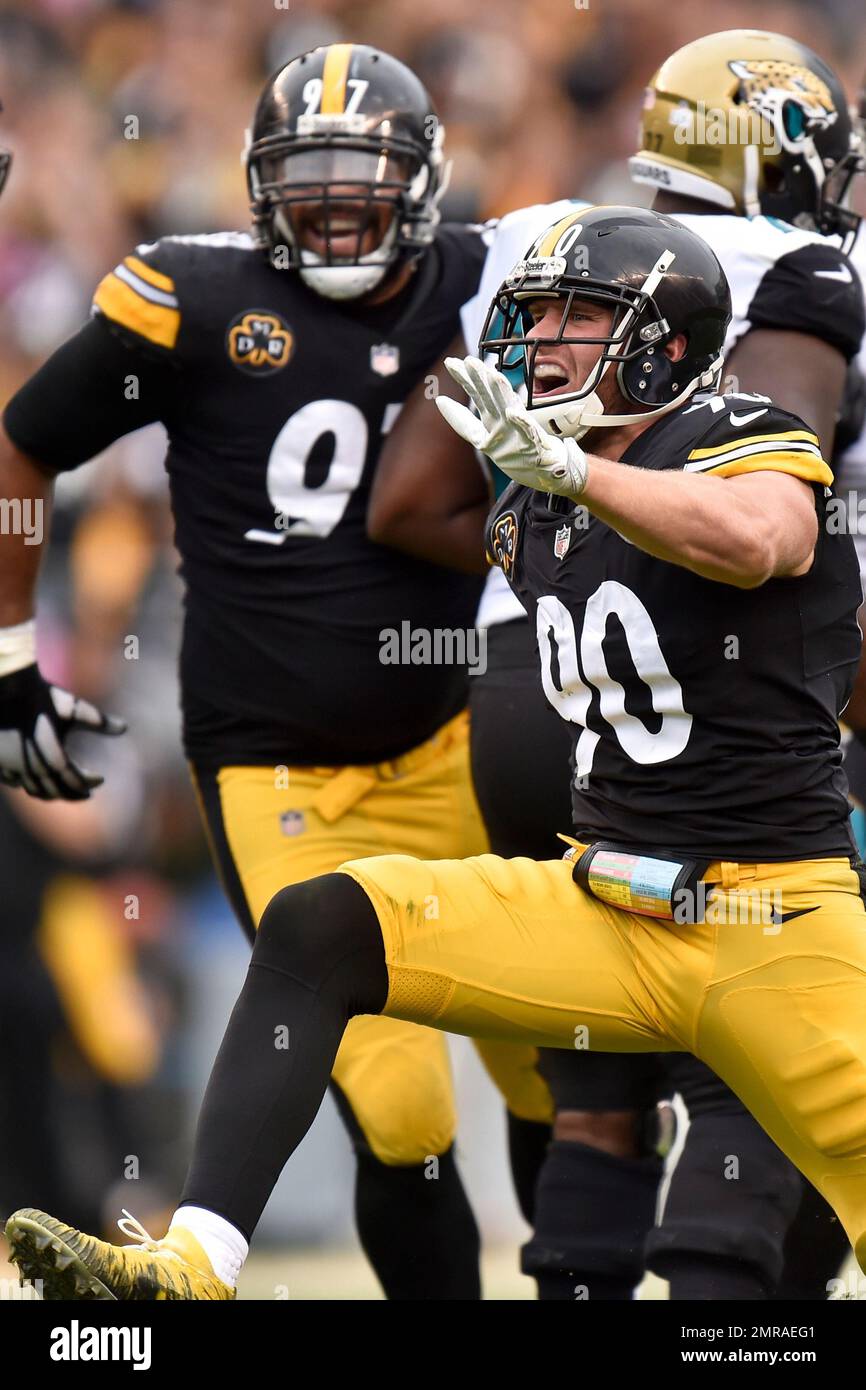 Pittsburgh Steelers outside linebacker T.J. Watt (90) celebrates after ...