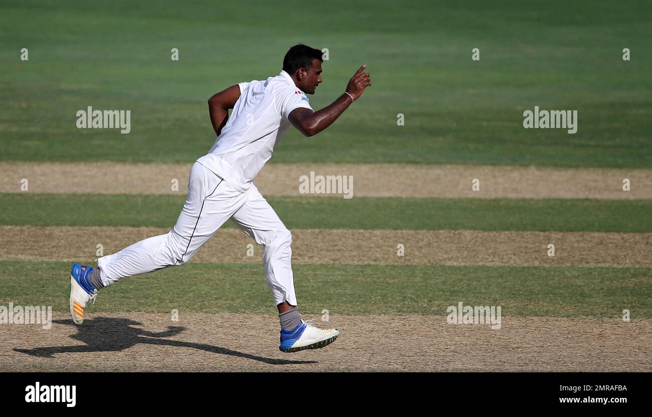 Sri Lanka's Lahiru Gamage celebrates dismissal of Pakistan's Sami Aslam ...
