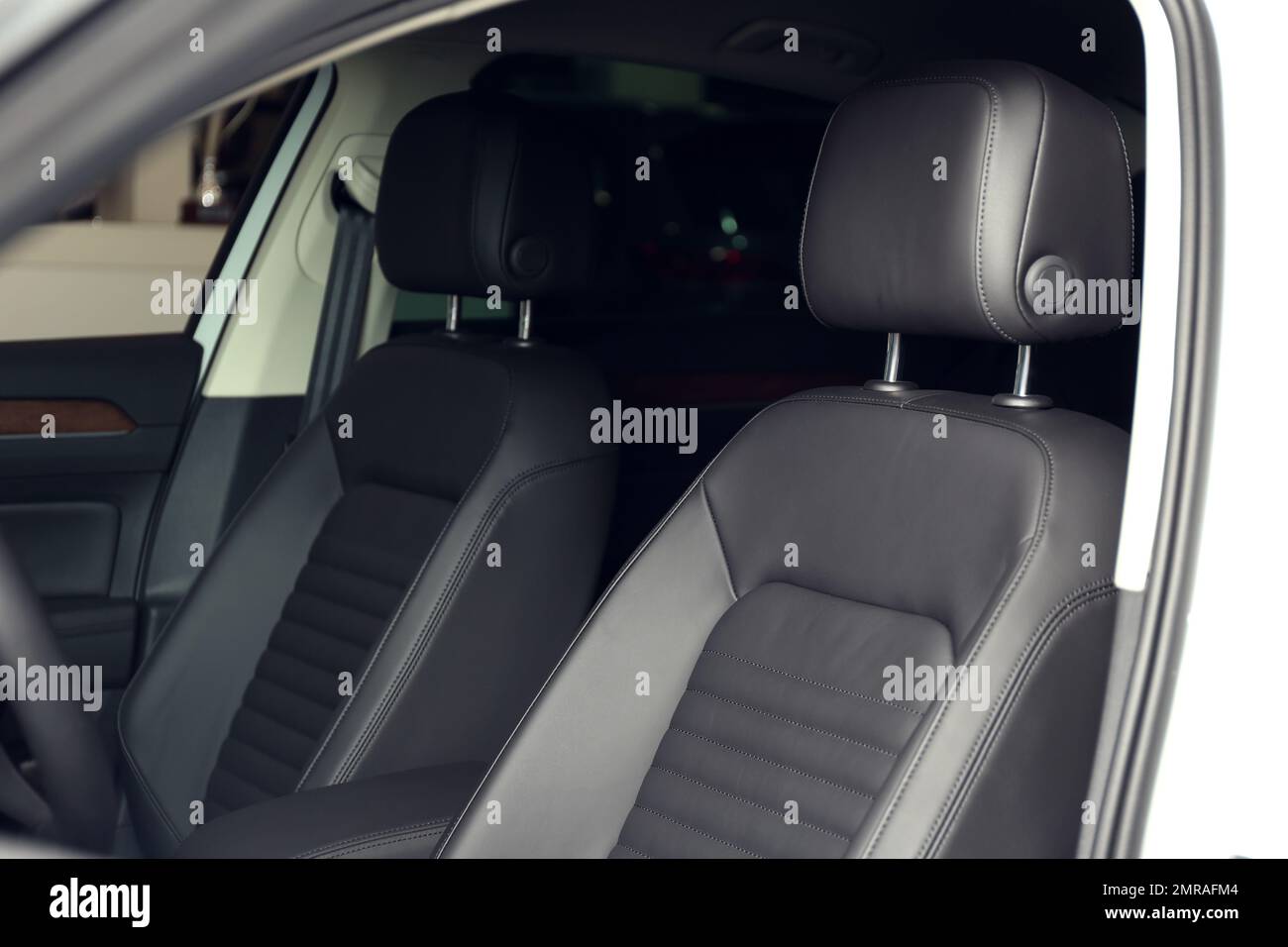 Modern car interior with comfortable leather seats Stock Photo - Alamy