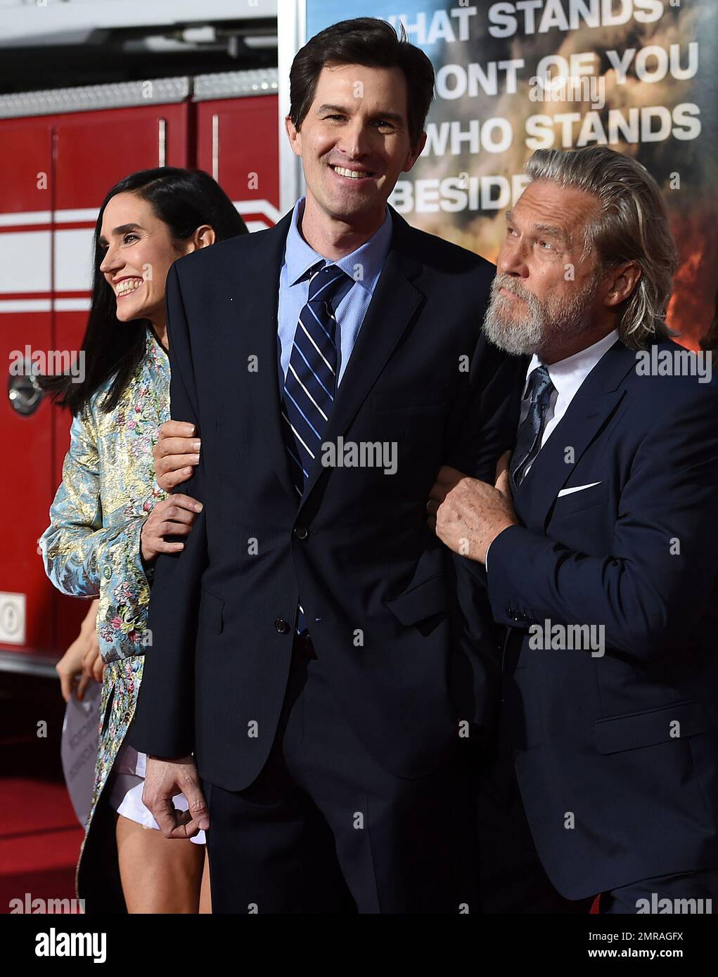 From left, Jennifer Connelly, Joseph Kosinski and Jeff Bridges arrive ...