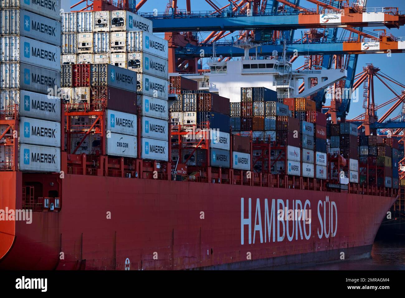 Container ship of the Cap-San class at the container terminal Eurogate ...