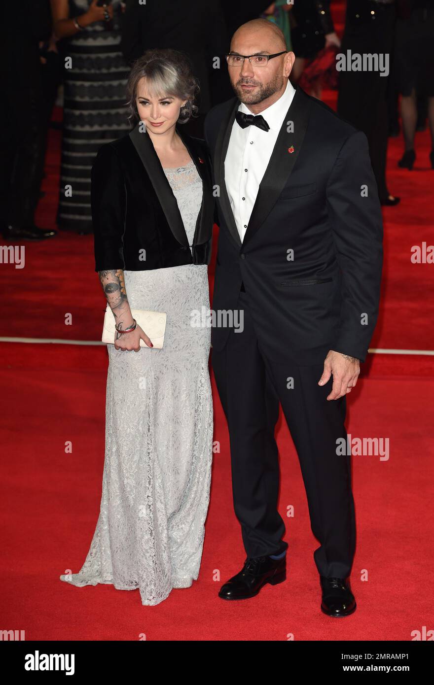Sarah Jade and Dave Bautista at the World Premiere of new James Bond ...