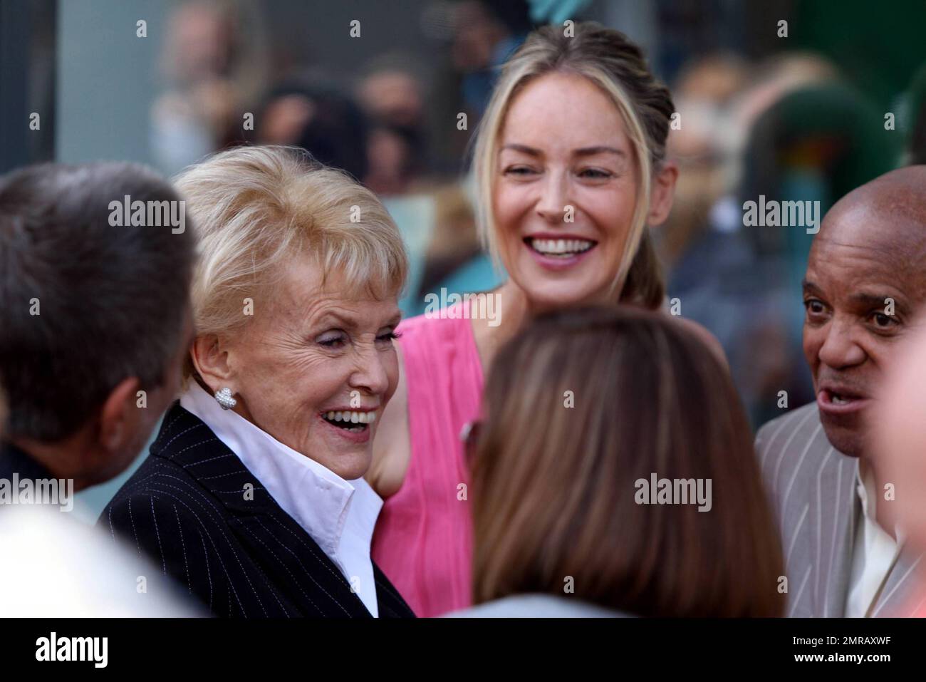 Singer Jane Morgan with actress Sharon Stone and producer Berry Gordy ...