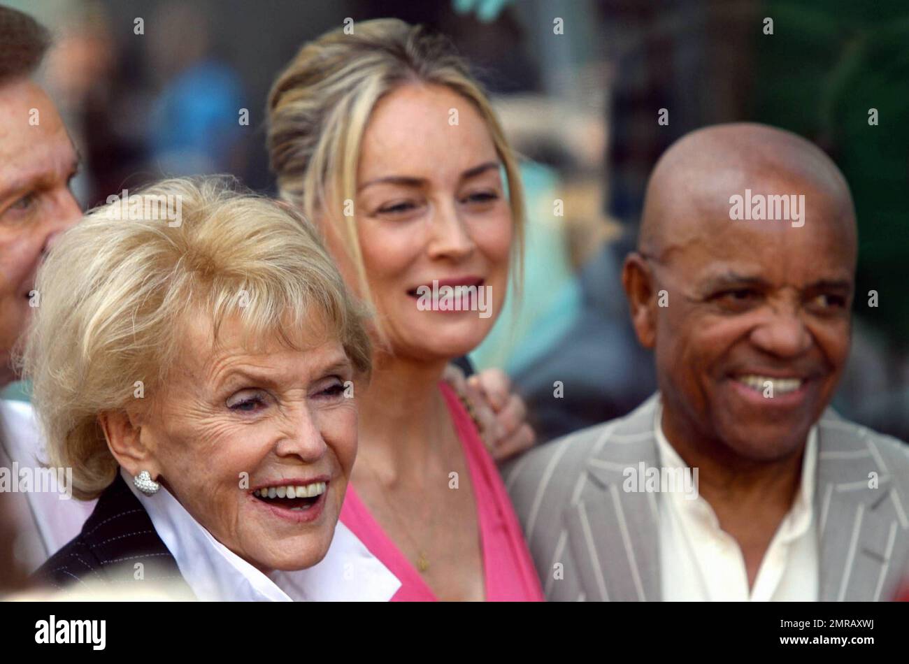 Singer Jane Morgan with actress Sharon Stone and producer Berry Gordy ...