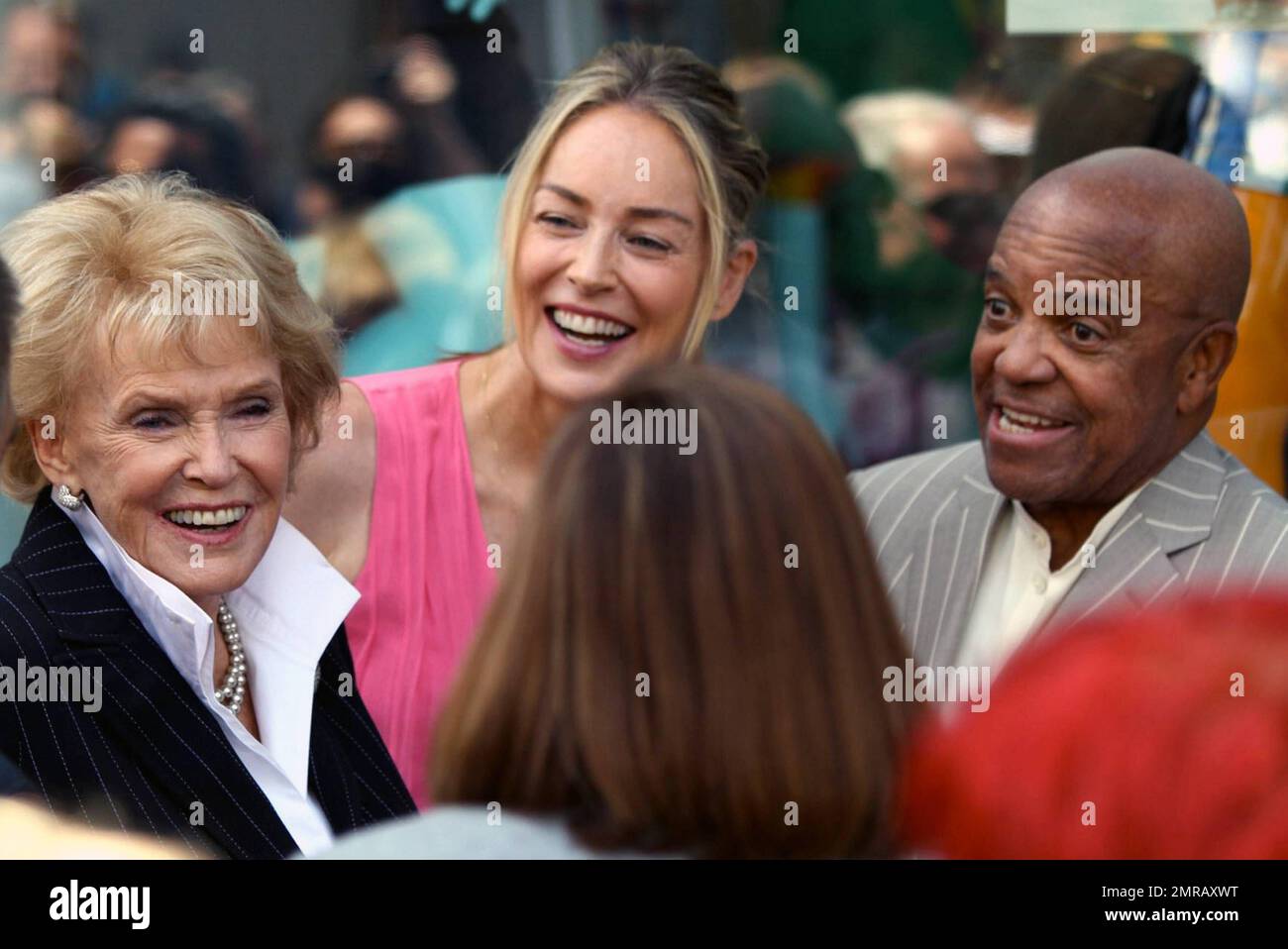 Singer Jane Morgan with actress Sharon Stone and producer Berry Gordy ...