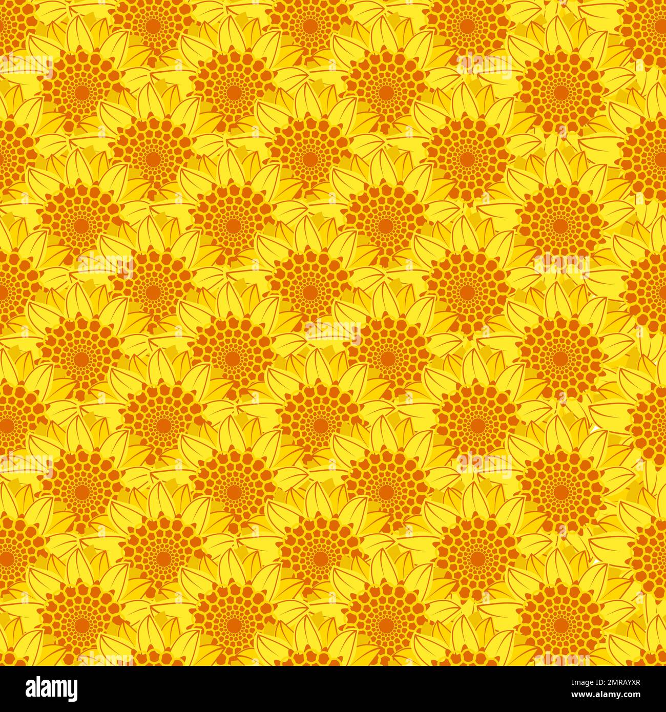 Vector Sunflower head Flower seamless pattern. Seamless pattern of ...