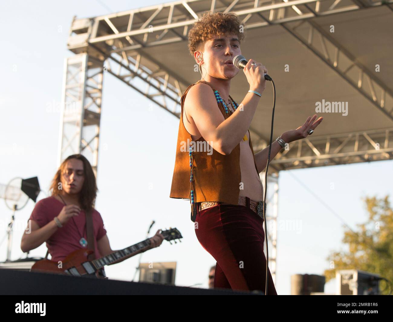 Jake Kiszka, left, and Josh Kiszka of the band Greta Van Fleet performs ...