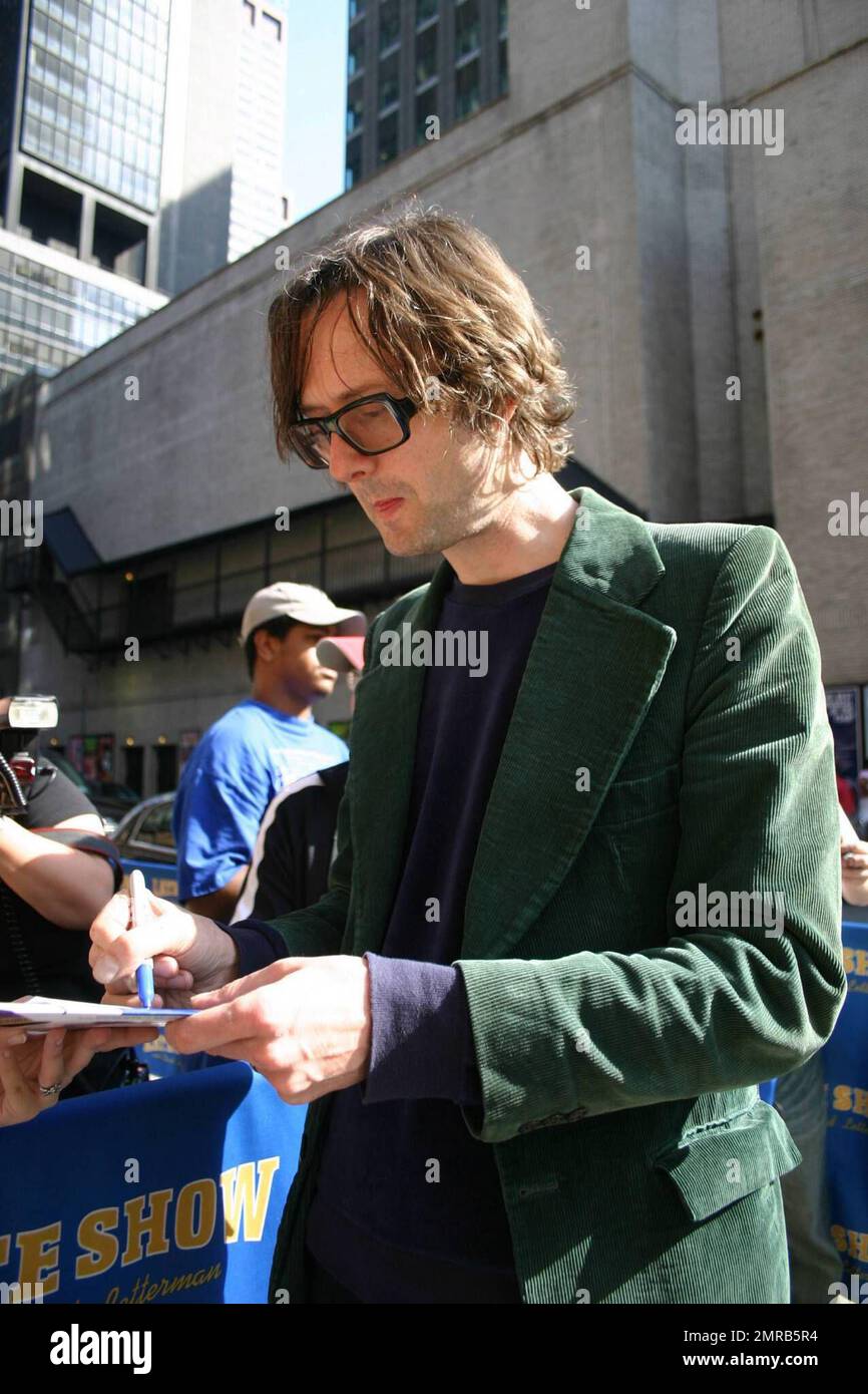 UK crooner and founding member of Pulp, Jarvis Cocker signs autographs ...