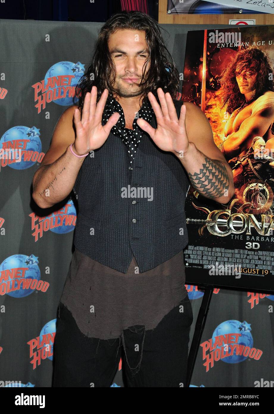 Jason Momoa promotes his starring role in "Conan the Barbarian" with a ...