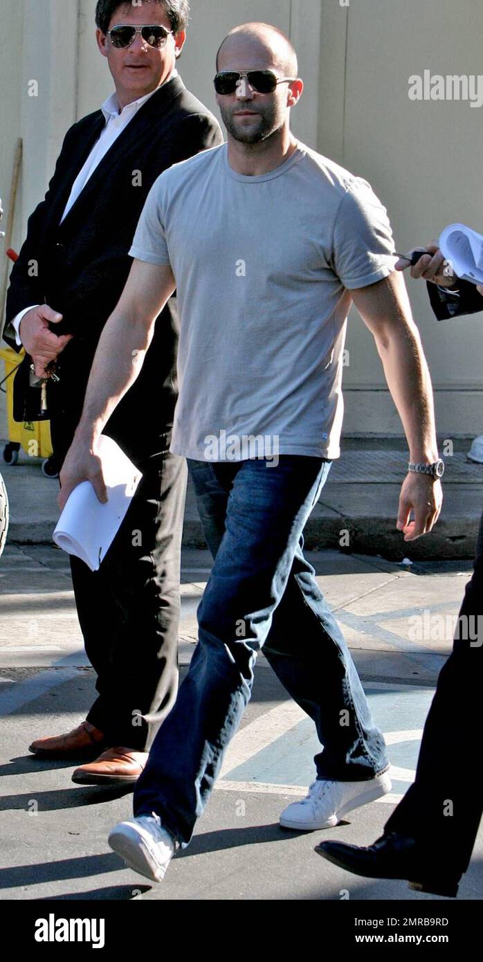 Jason Statham has lunch with several business associates at Cafe Med on ...