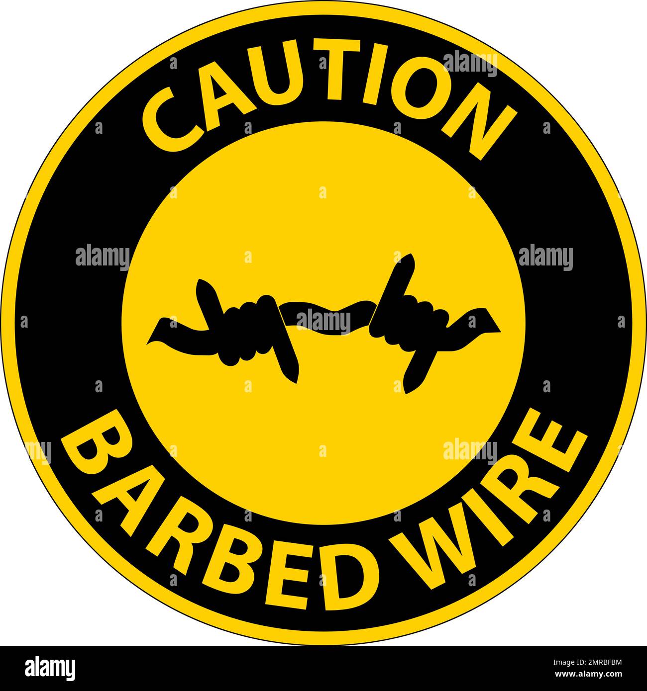 Caution Sign Barbed Wire On White Background Stock Vector Image & Art ...