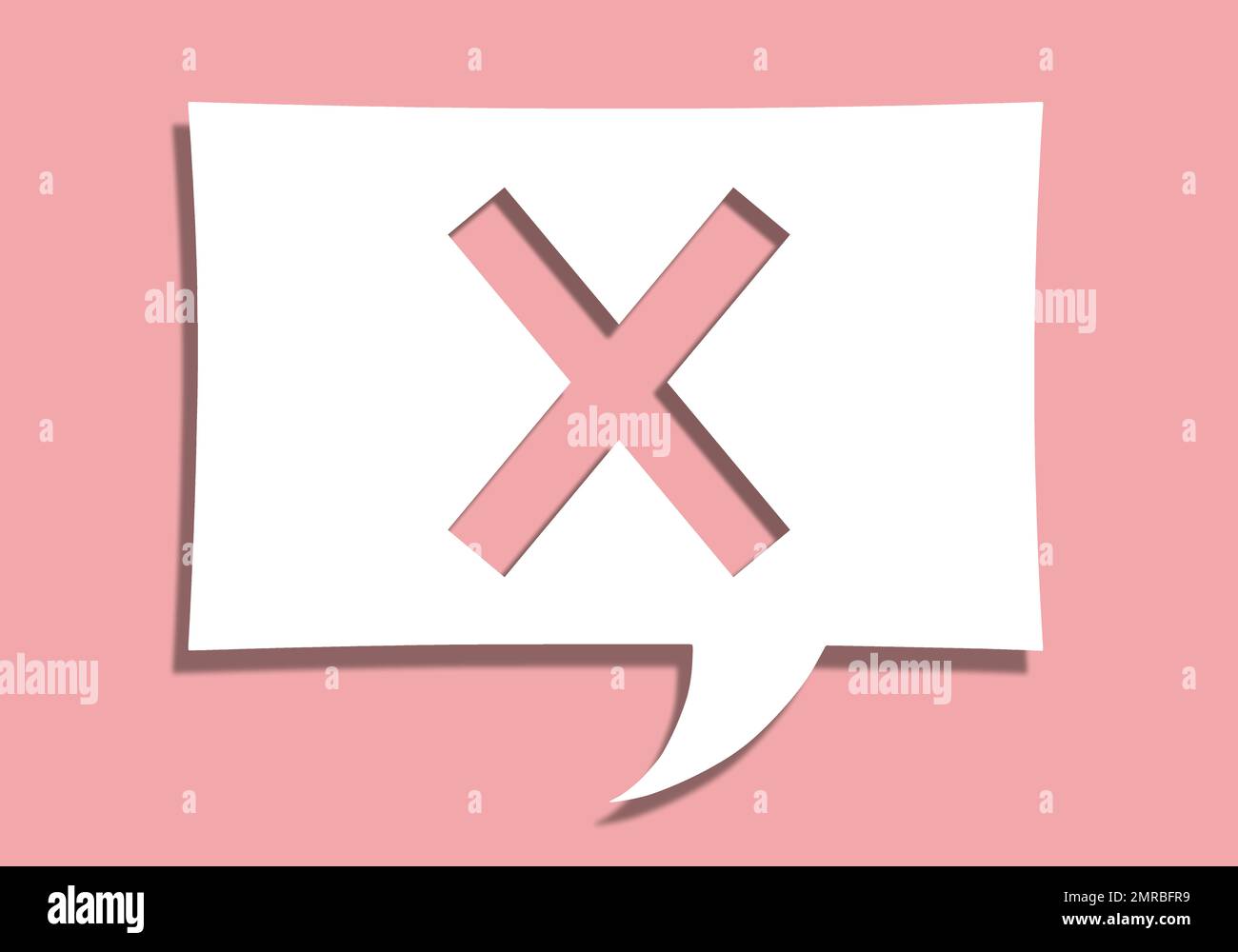 Label, paper in the form of a message. Paper on the wall in pink color ...