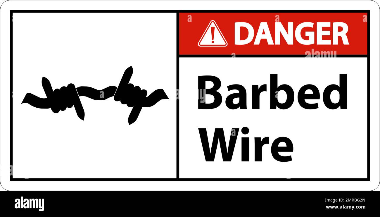 Danger Sign Barbed Wire On White Background Stock Vector Image & Art ...
