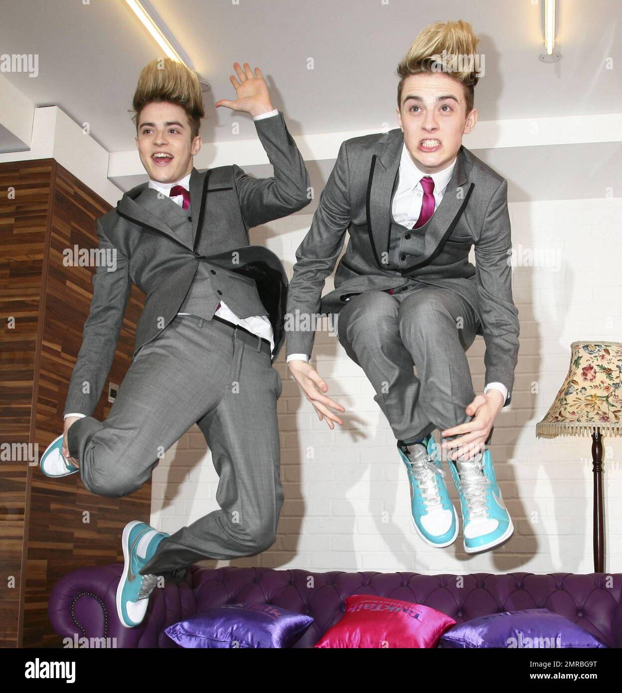 Irish singing duo Jedward playfully pose during a photo call in London ...
