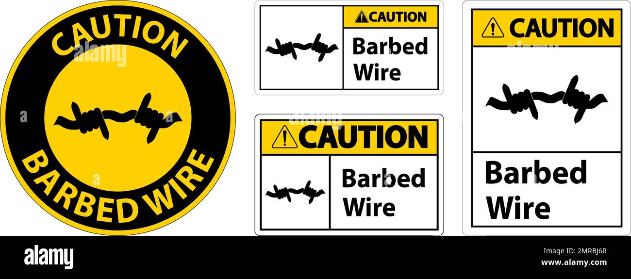 Caution Sign Barbed Wire On White Background Stock Vector Image & Art ...