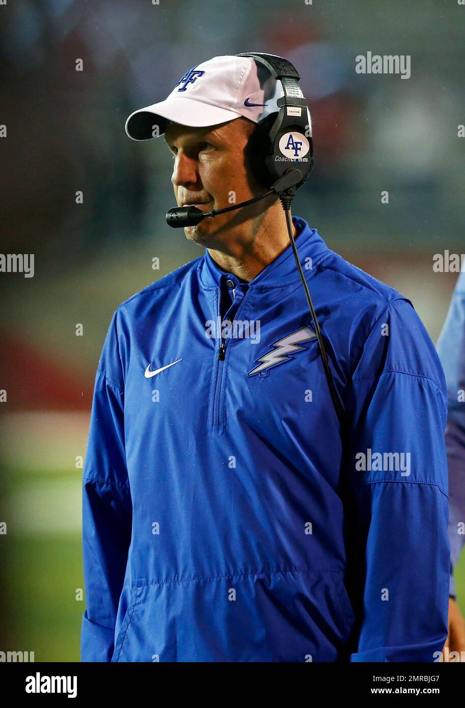 Air Force coach Troy Calhoun watches from the sidelines during the ...