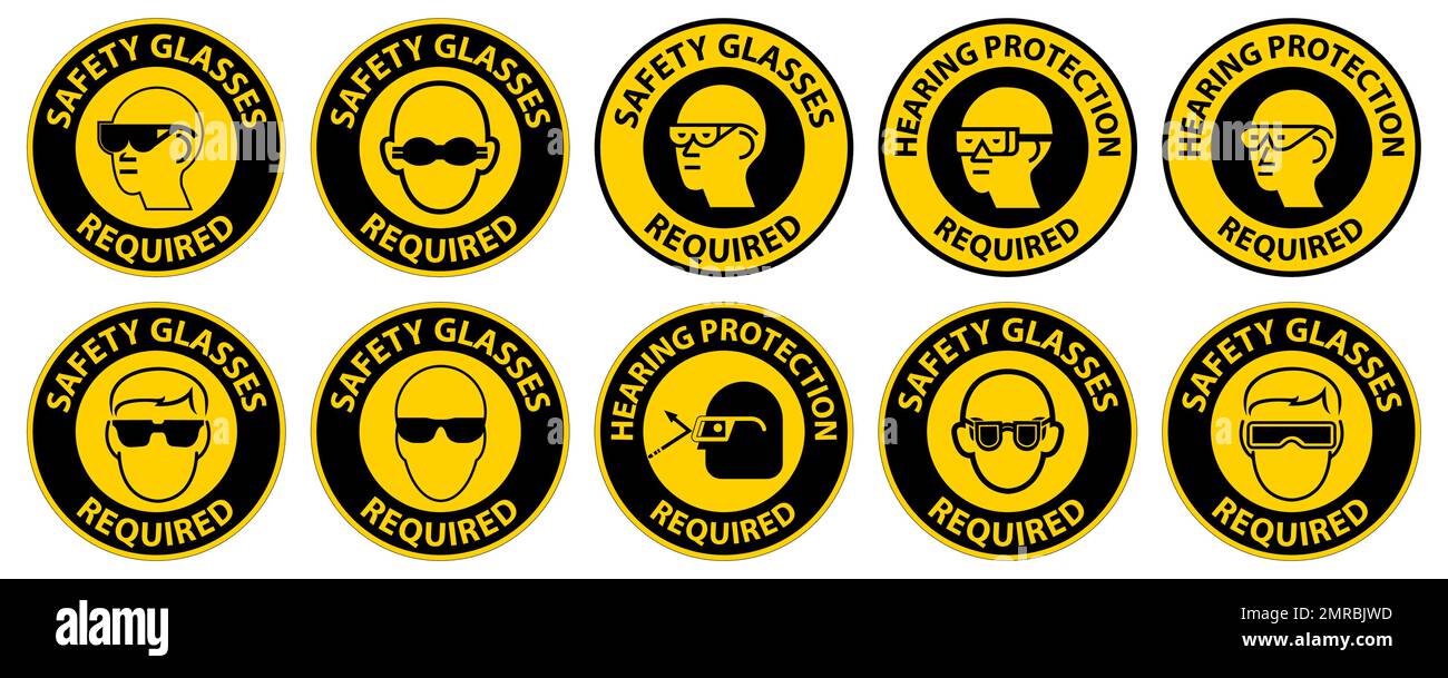 Label Floor Sign, Safety Glasses Required Stock Vector Image & Art - Alamy