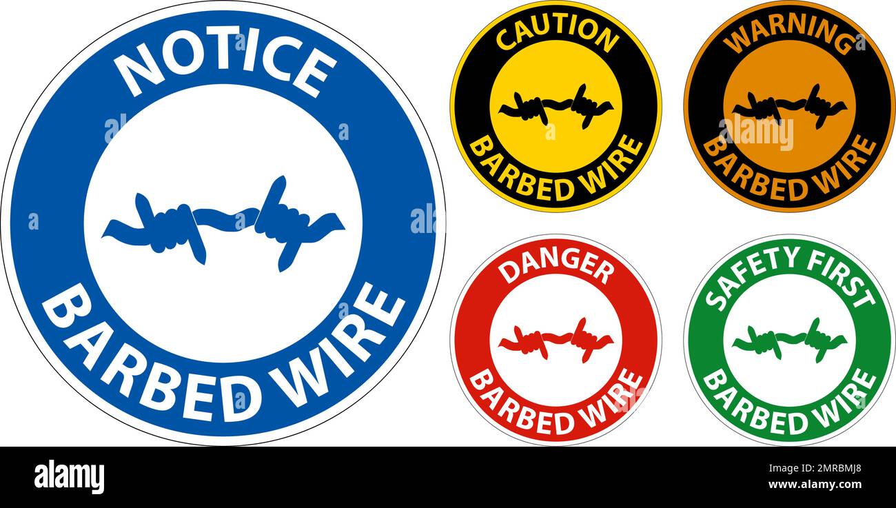 Caution Sign Barbed Wire On White Background Stock Vector Image & Art ...