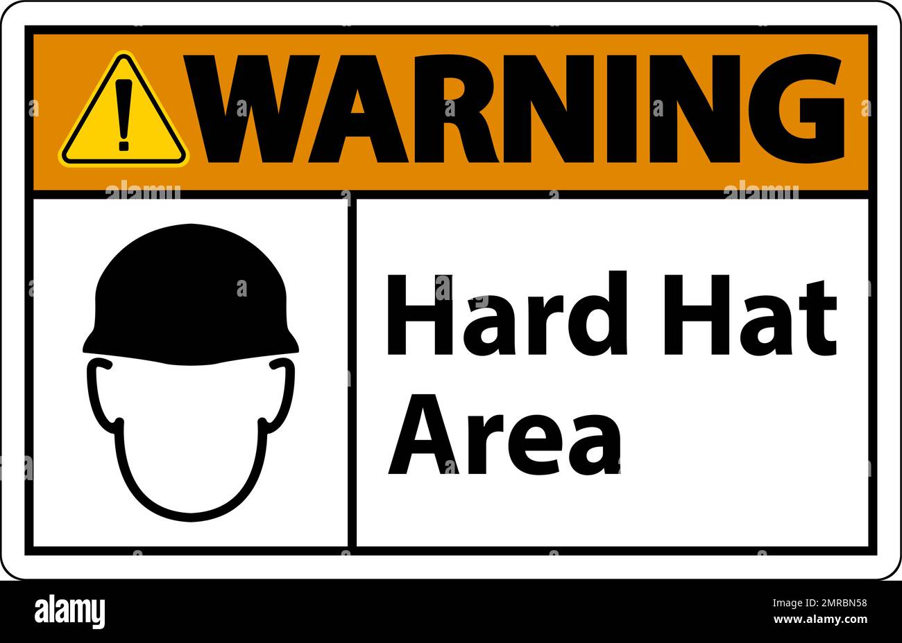 Warning Hard Hat Protection Required Area Sign On White Background ...