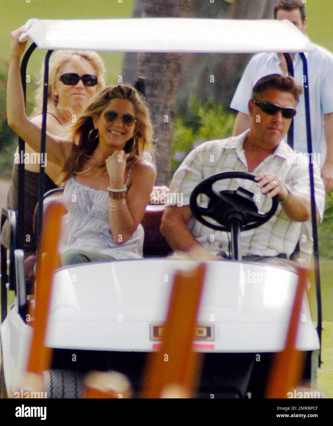 Jennifer Aniston looks as though she's having a great time on the set ...