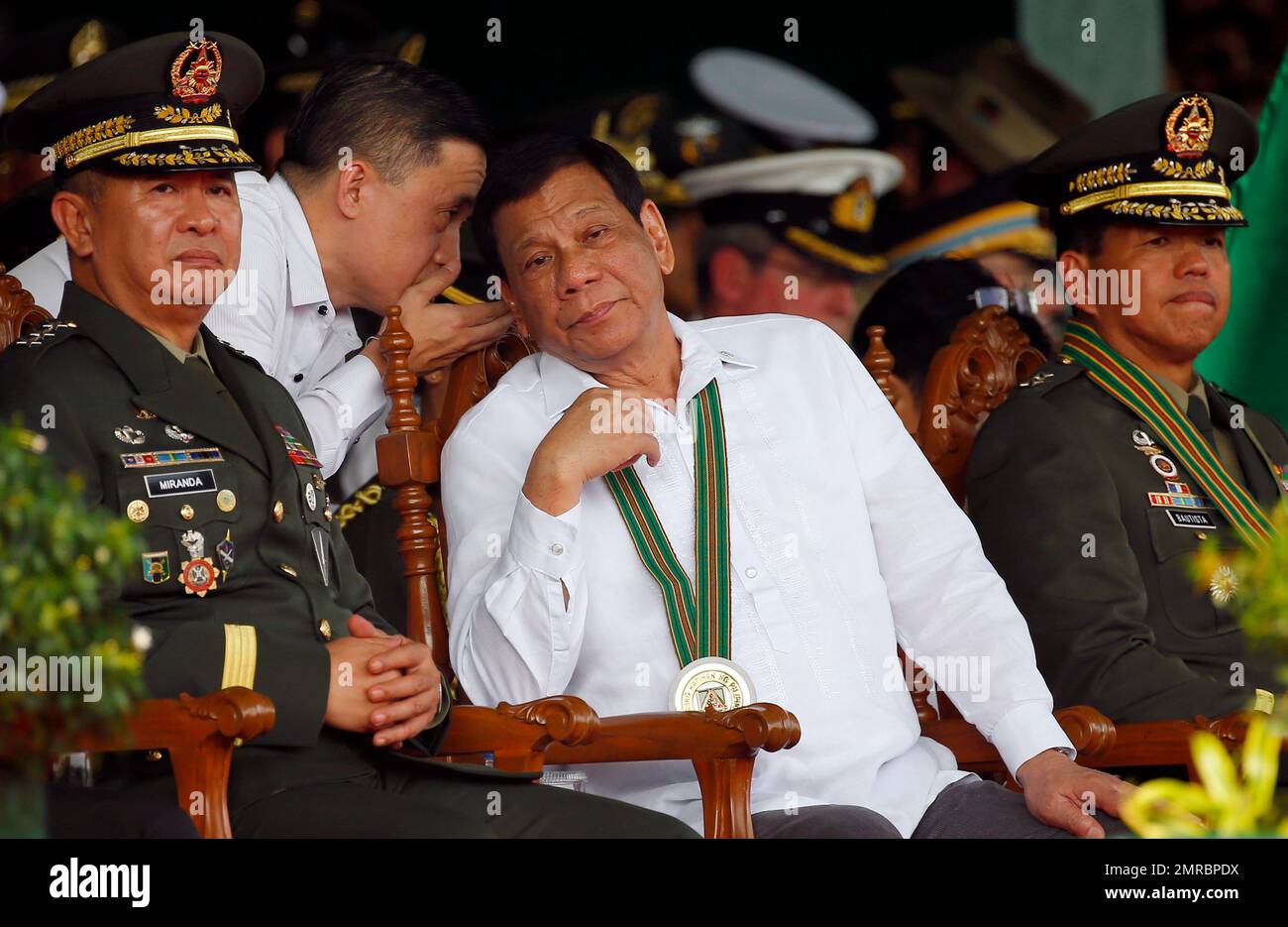 Philippine President Rodrigo Duterte, center, listens to Special ...