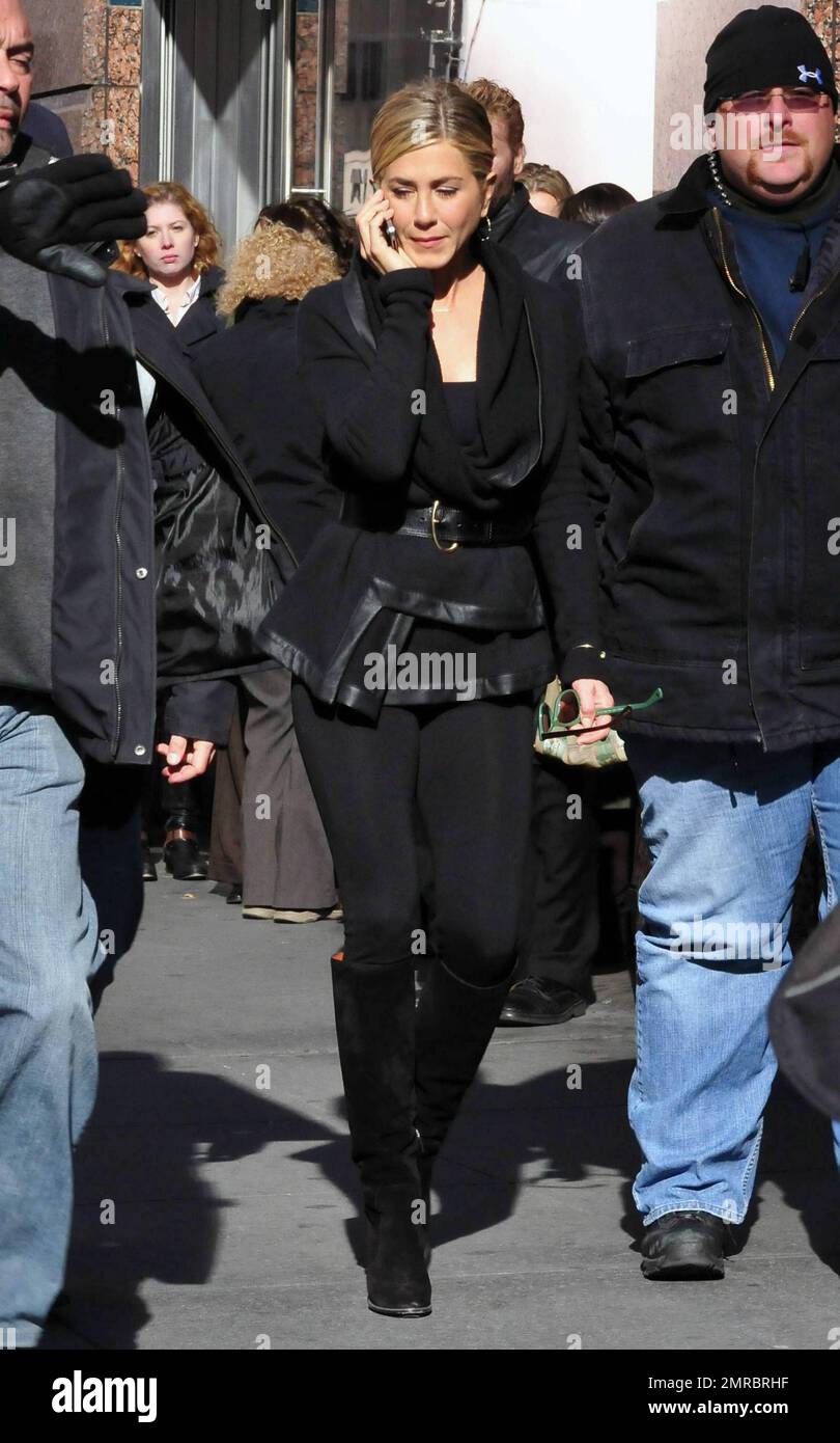 Jennifer Aniston is all smiles as she films scenes for her new movie ...