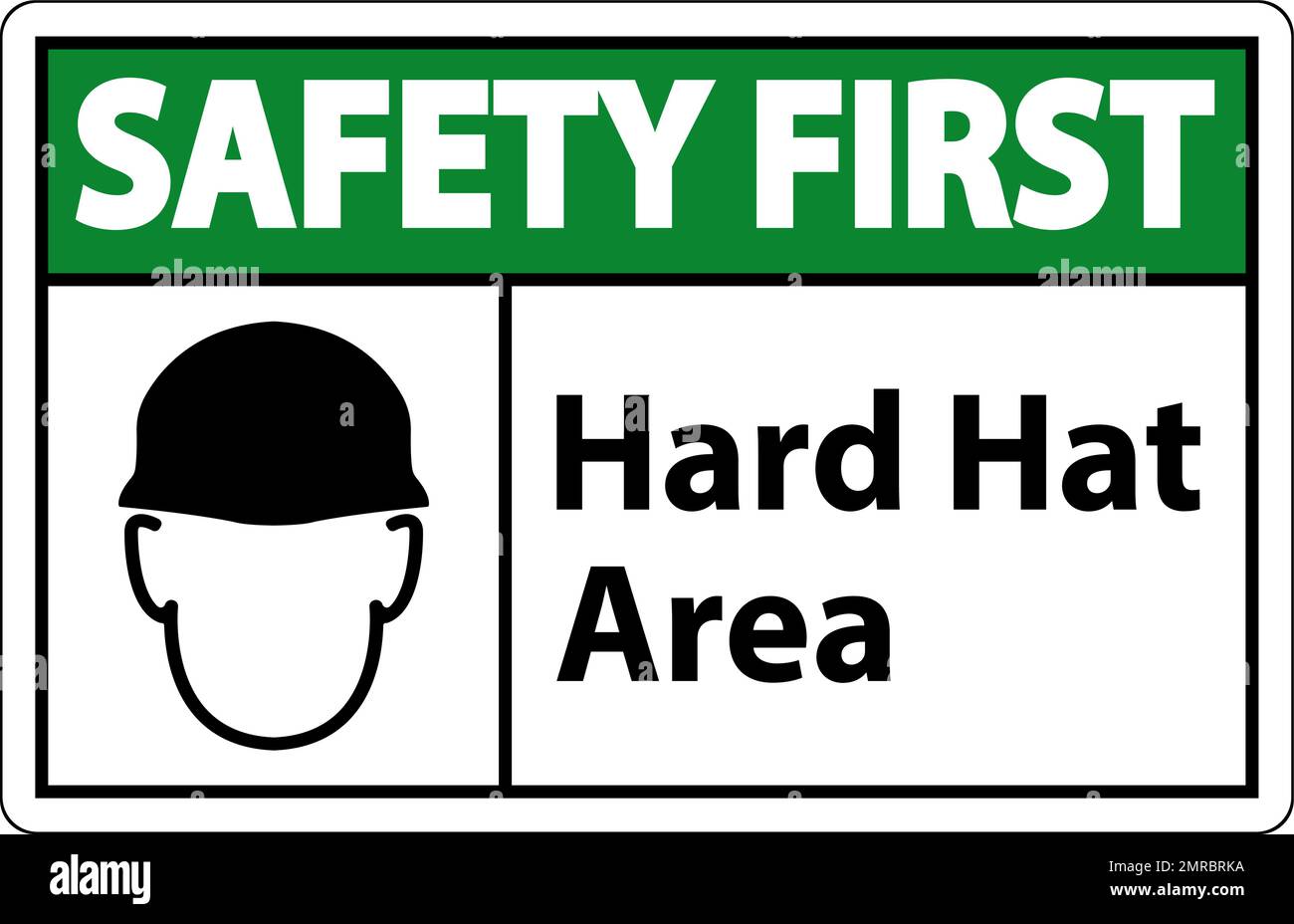 Safety First Hard Hat Protection Required Area Sign On White Background ...