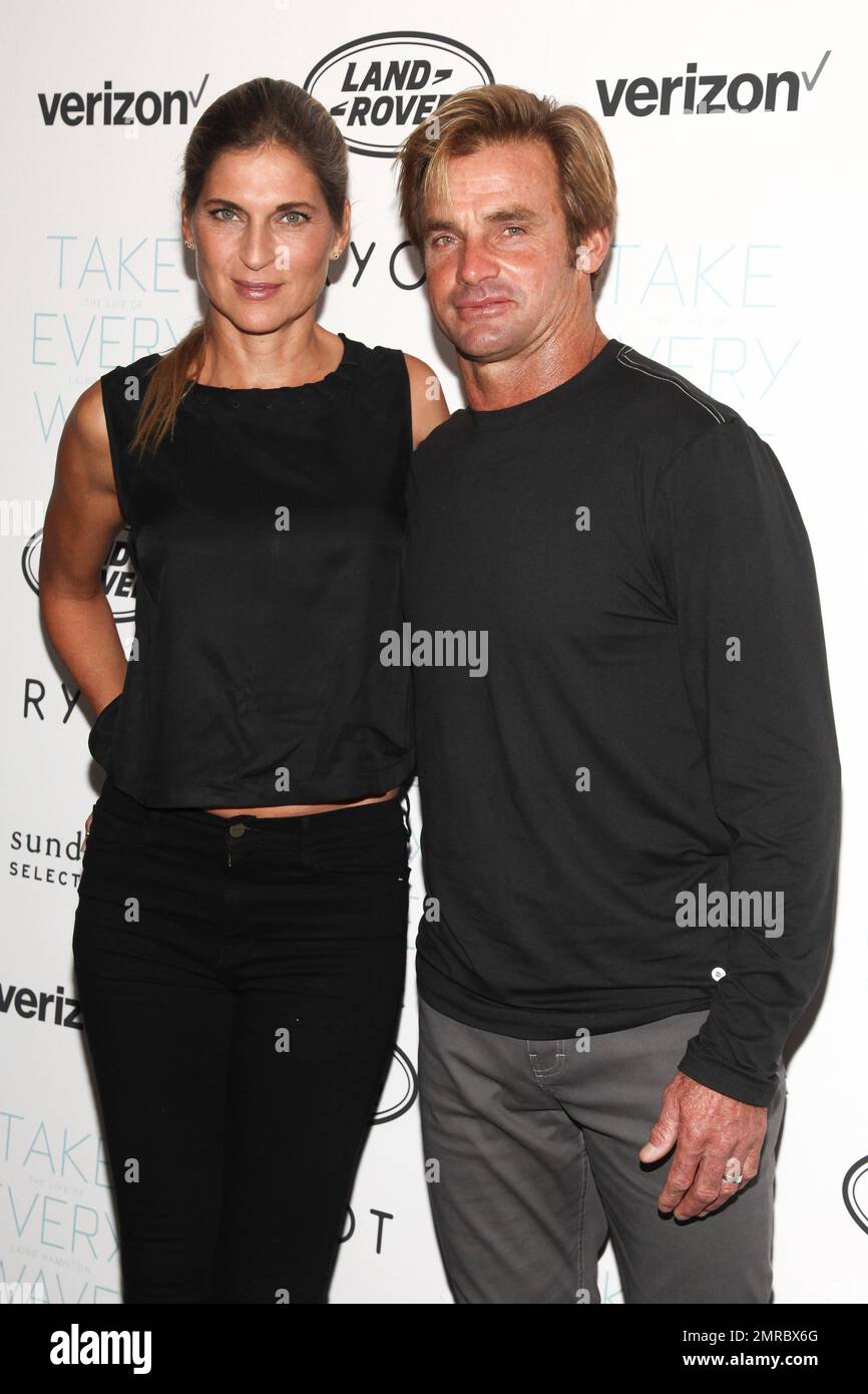 Gabrielle Reece, left, and Laird Hamilton, right, attend the premiere ...