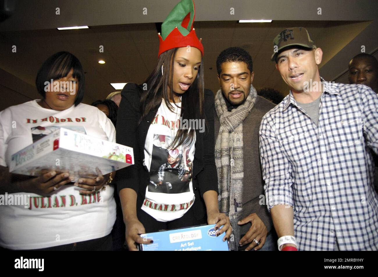 Singer Jennifer Hudson is joined by her fiance David Otunga, their son ...