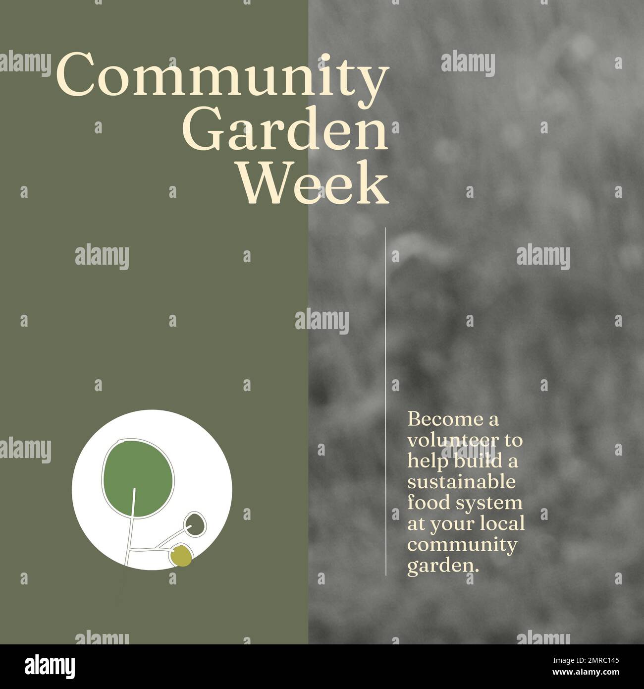 Composition of community garden week text and copy space on grey ...