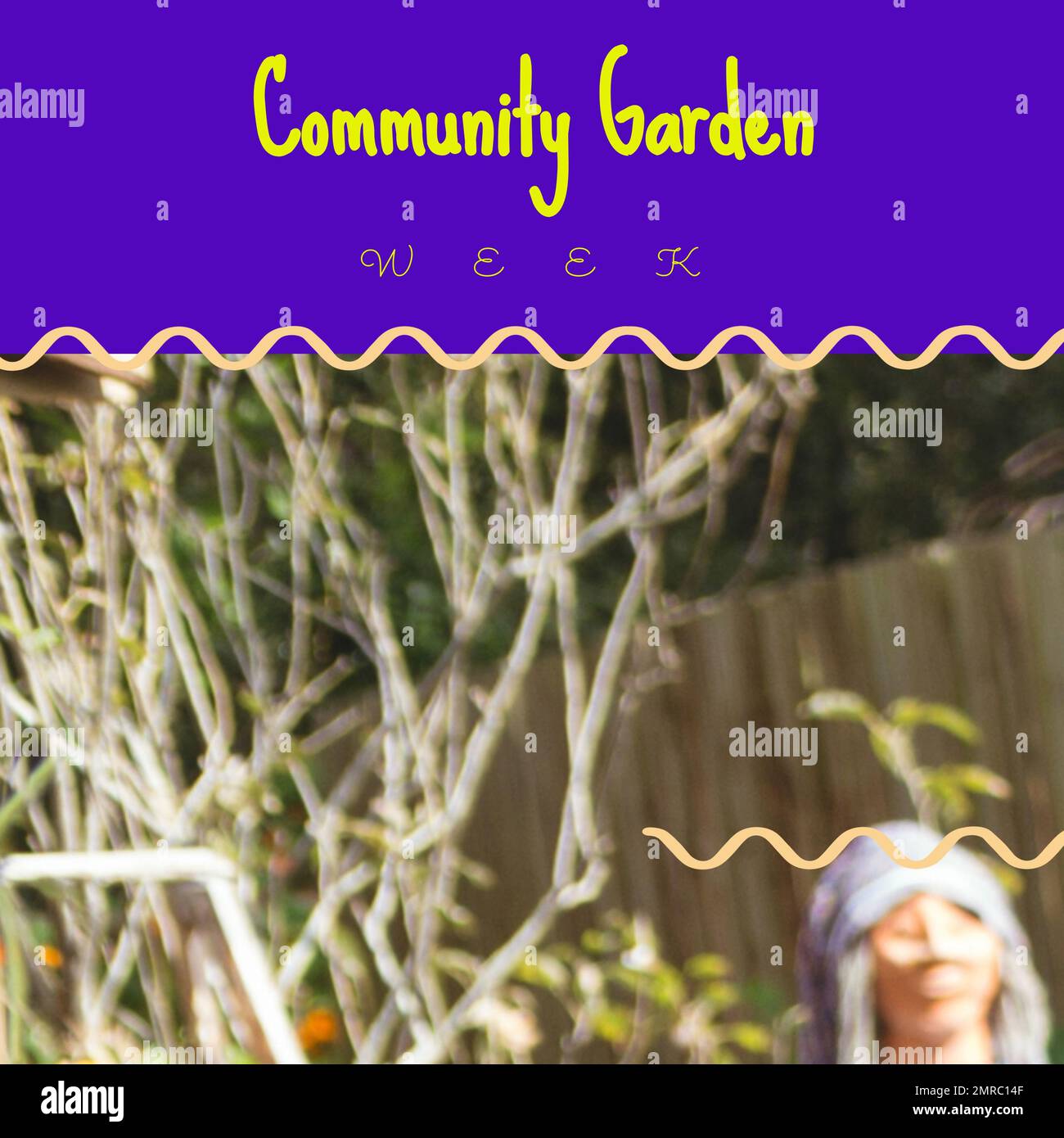 Composition of community garden week text and copy space on plants ...
