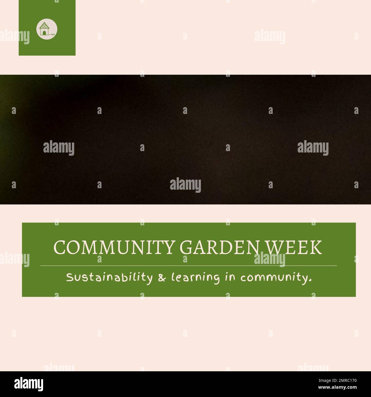 Composition of community garden week text and copy space on black ...