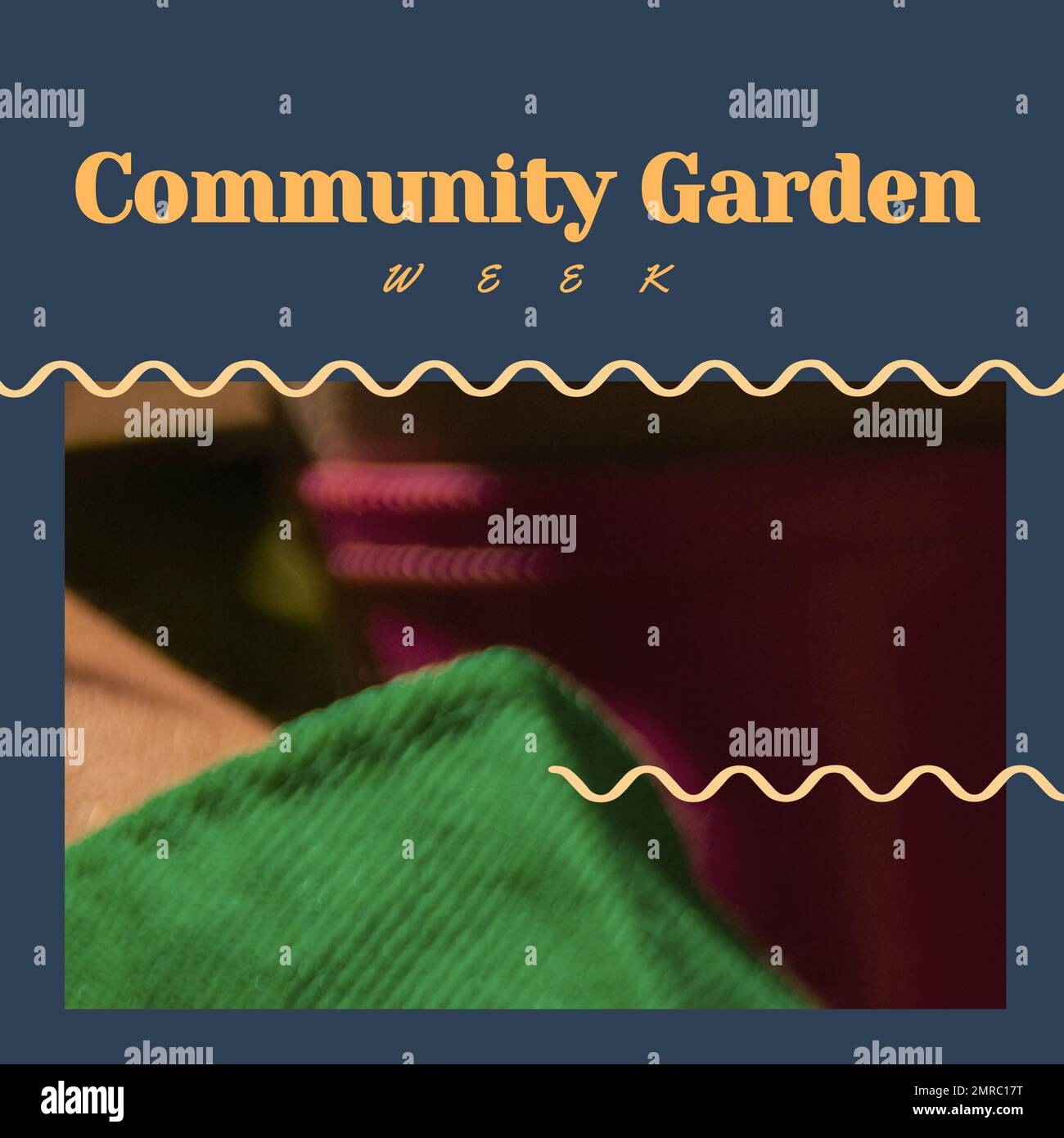 Composition of community garden week text and copy space on fabrics ...