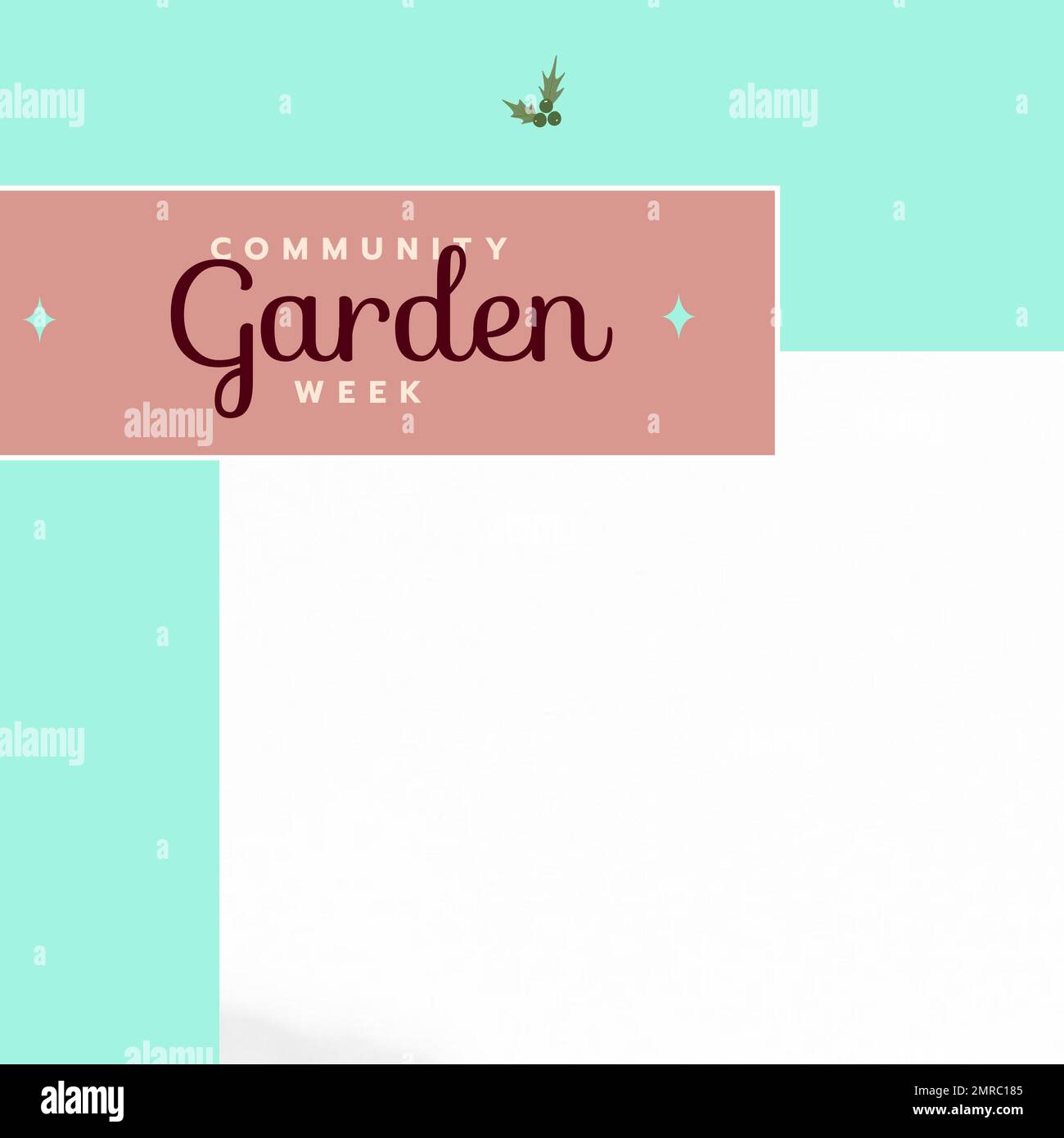 Composition of community garden week text and copy space on white ...