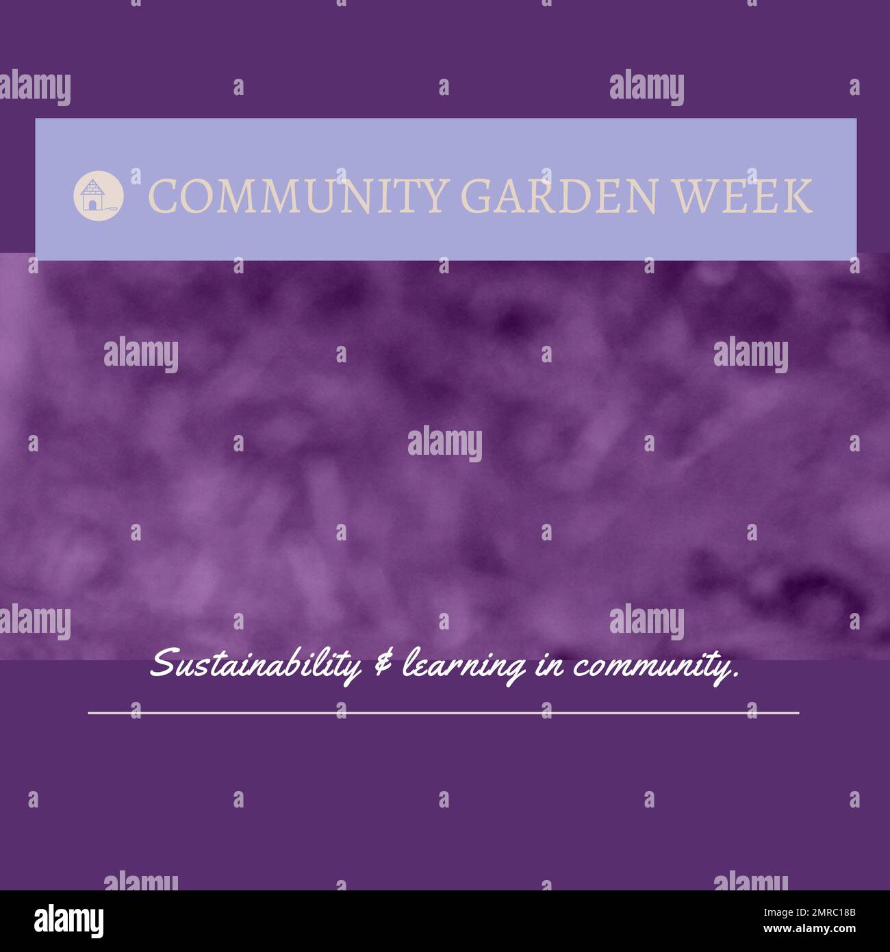 Composition of community garden week text and copy space on purple ...