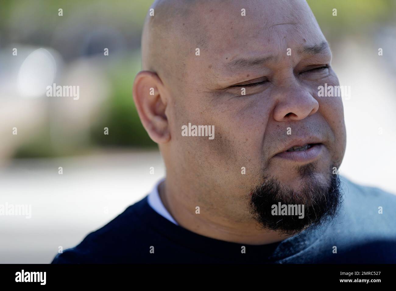 Edward Leon arrives at a hospital Tuesday, Oct. 3, 2017, to check on his niece, who he said was ...