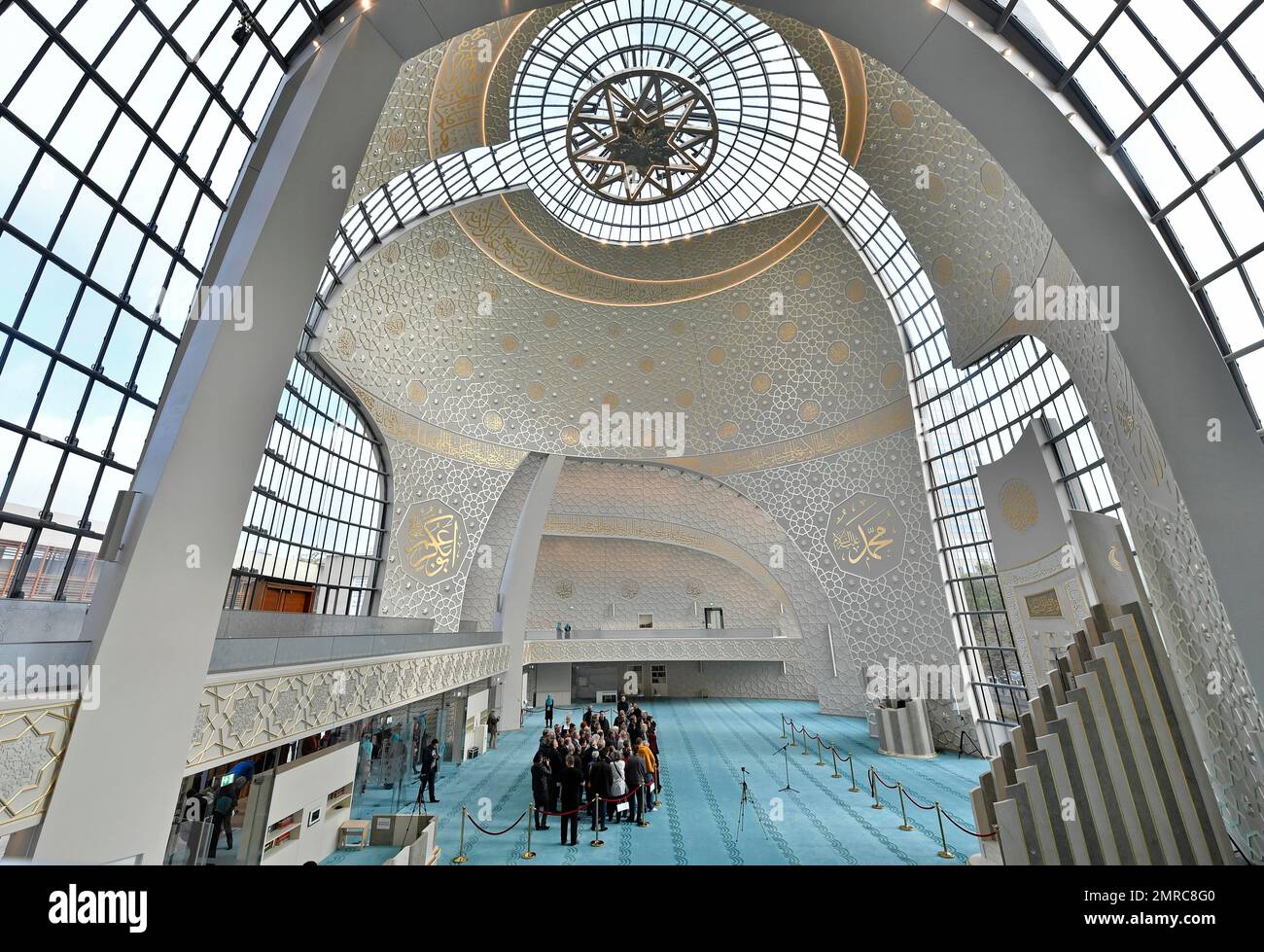 Visitors stand inside the new central DITIB mosque on the "Day of Open ...