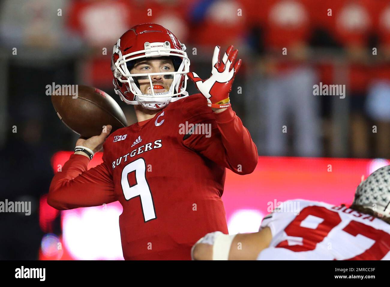 Rutgers quarterback Kyle Bolin (9) throws a pass during an NCAA college ...