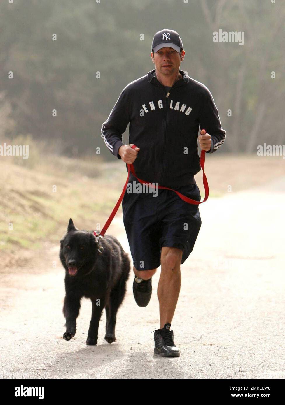 Actor Jerry O'Connell gets in some exercise, jogging with his dog ...